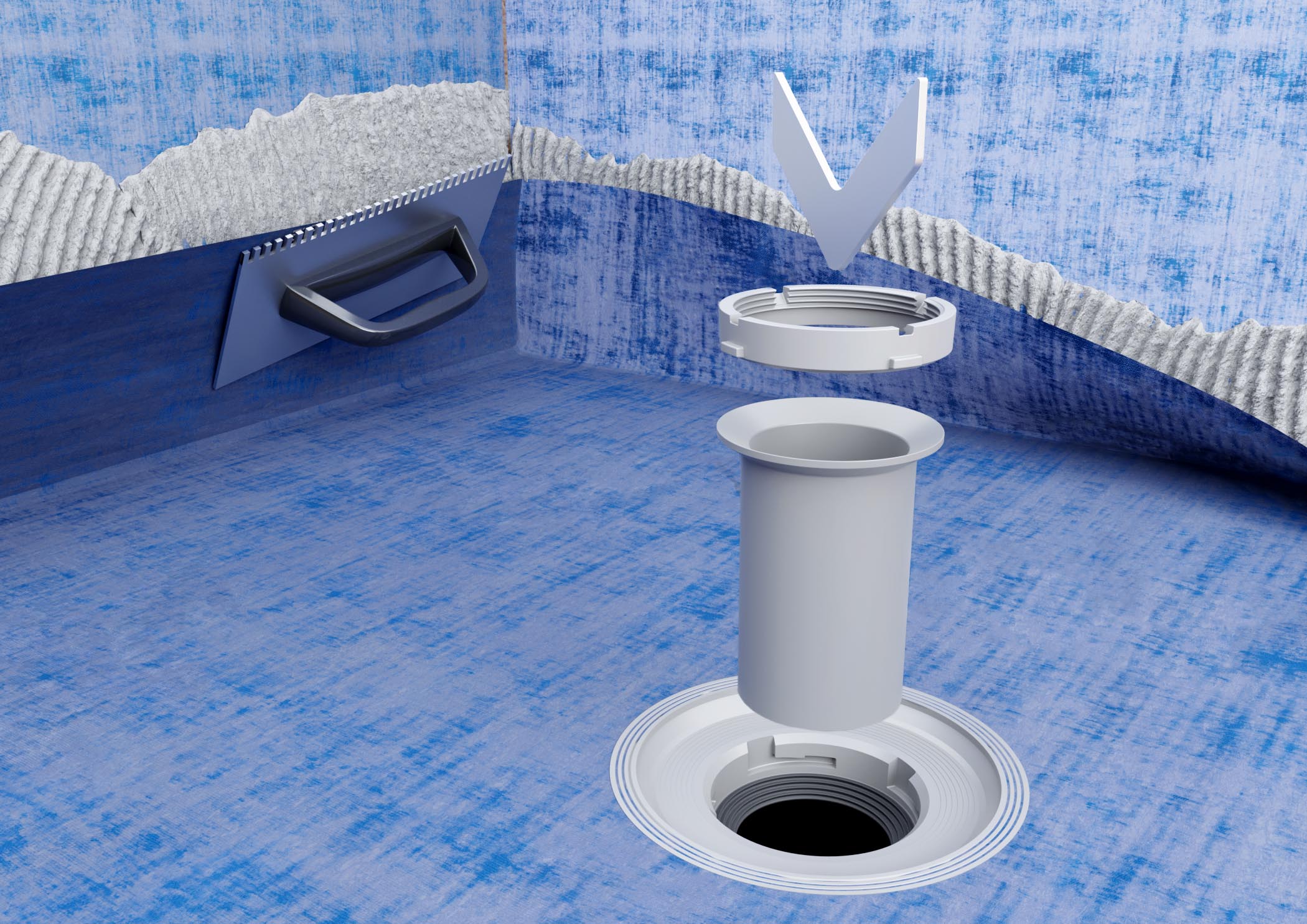 Point Drain Shower Pan | Gruen Systems US